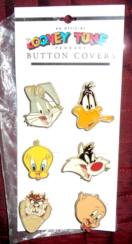 Vintage Button Covers Looney Tunes Warner Bros. 1993 Daffy Porky Tweety ...