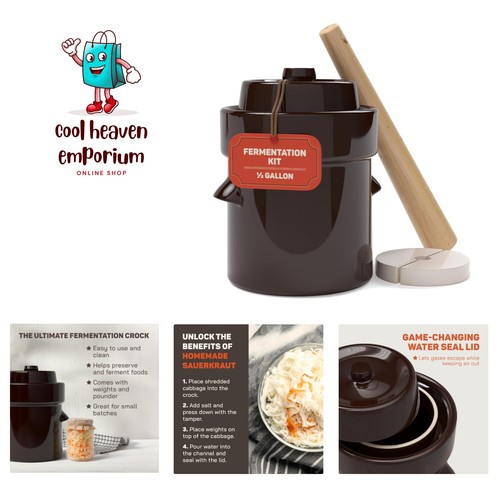 Food-Safe Ceramic Fermentation Crock for Homemade Sauerkraut & Kimchi ...