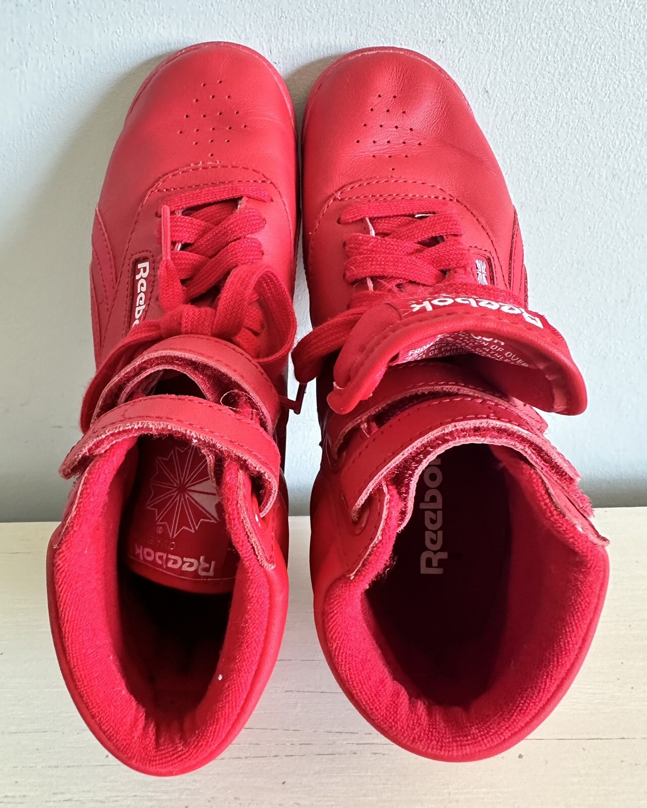 Reebok Classic Freestyle Hi Double Strap Red Sneakers… - Gem