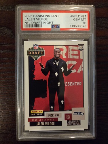 Jalen Milroe 2025 Panini Instant #21 NFL Draft Night Rookie PSA 10 Gem ...