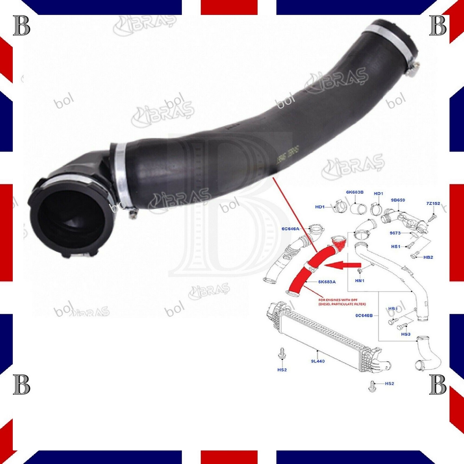 Turbo Intercooler Hose Pipe for FORD FOCUS MKII C-MAX 1.6 6M516K863HB ...