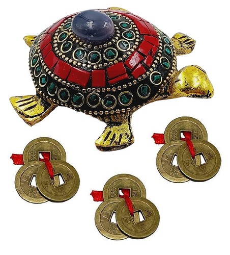 Tortoise With Coins Feng Shui Good Luck Car & Door Hanging Decor Red ...