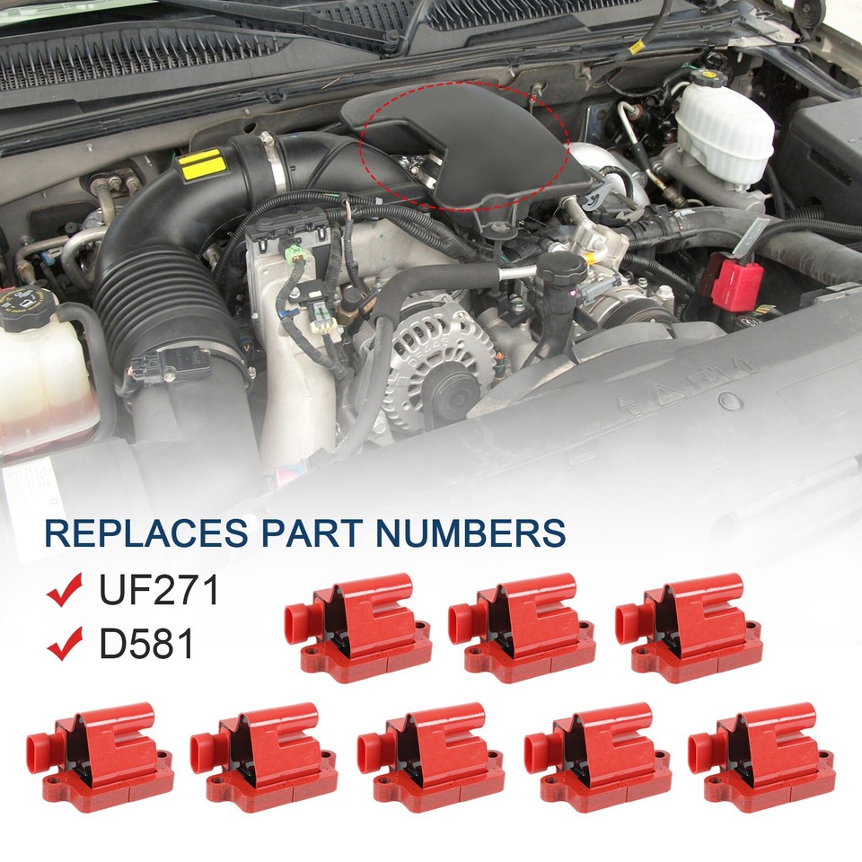 8 SET High Ignition Coils For Chevy GMC 4.8L 5.3L 6.0L UF271 D581 ...