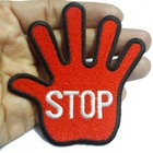 Red Hand Stop Symbol Iron On Embroidered Applique Patch w/ Red & White ...