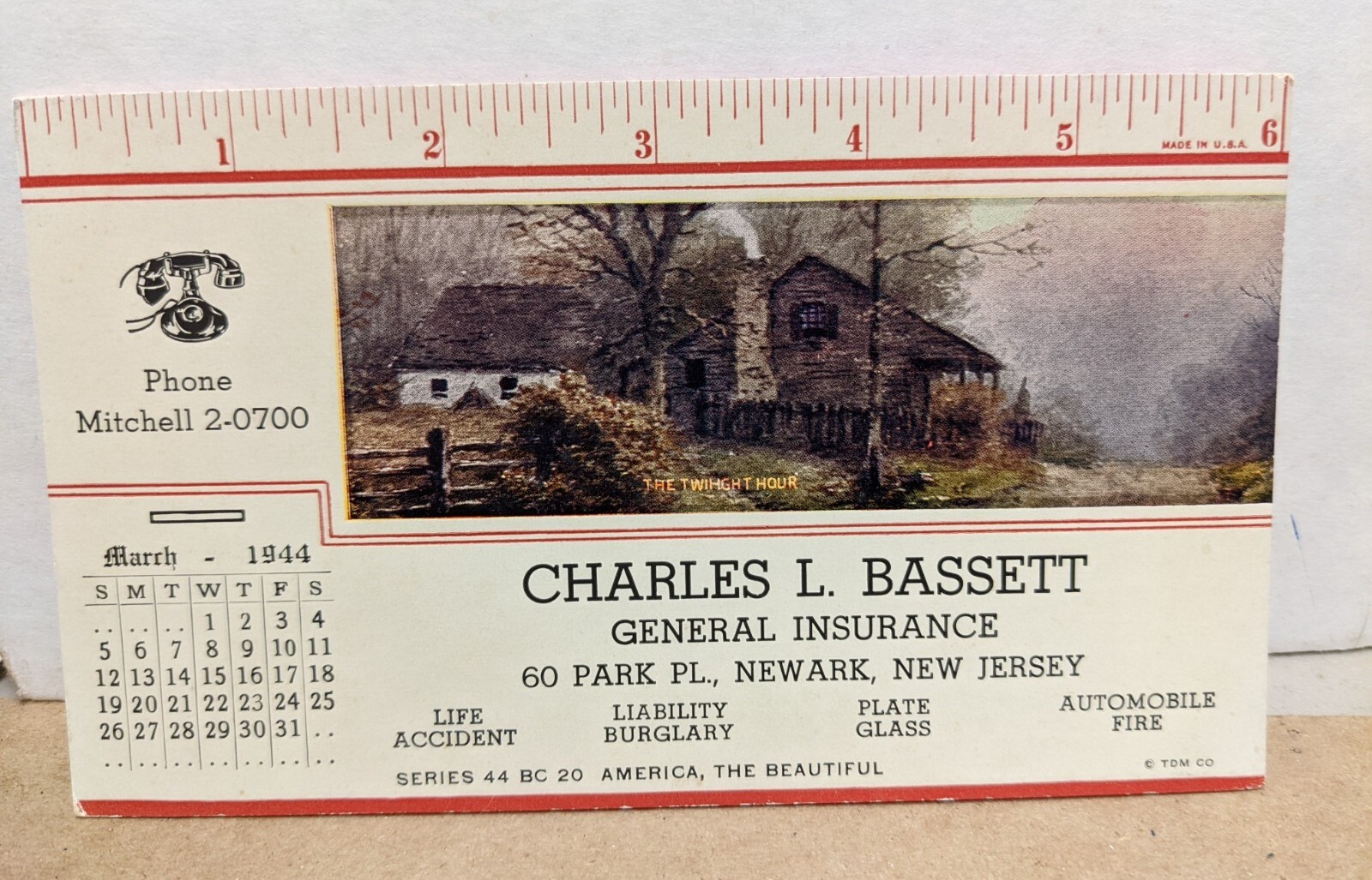 March 1944 Charles L. Bassett Insurance Newark, New Jersey N. J ...