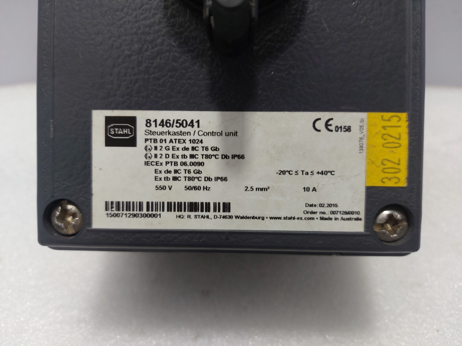 Stahl 8146/5041 Control Unit PTB 01 ATEX 1024 | eBay