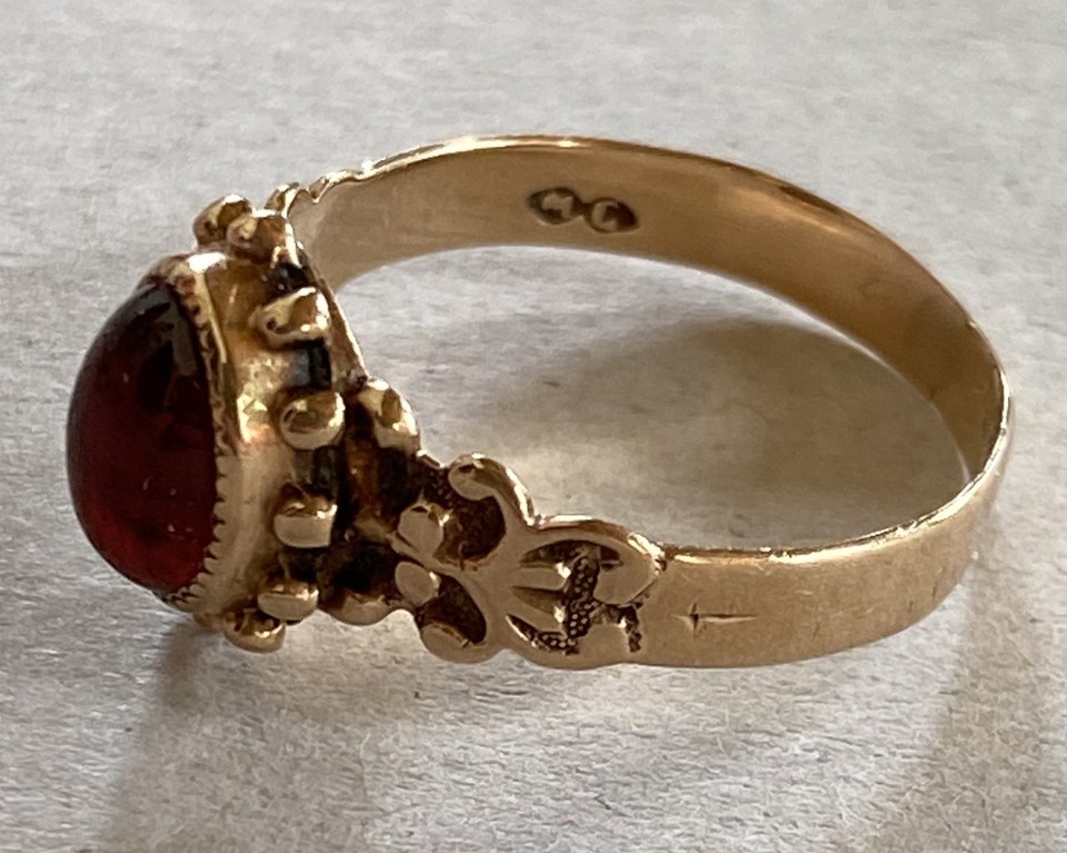 VTG Antique Victorian 10K Yellow Gold Delicate Carbuncle Garnet Ring ...