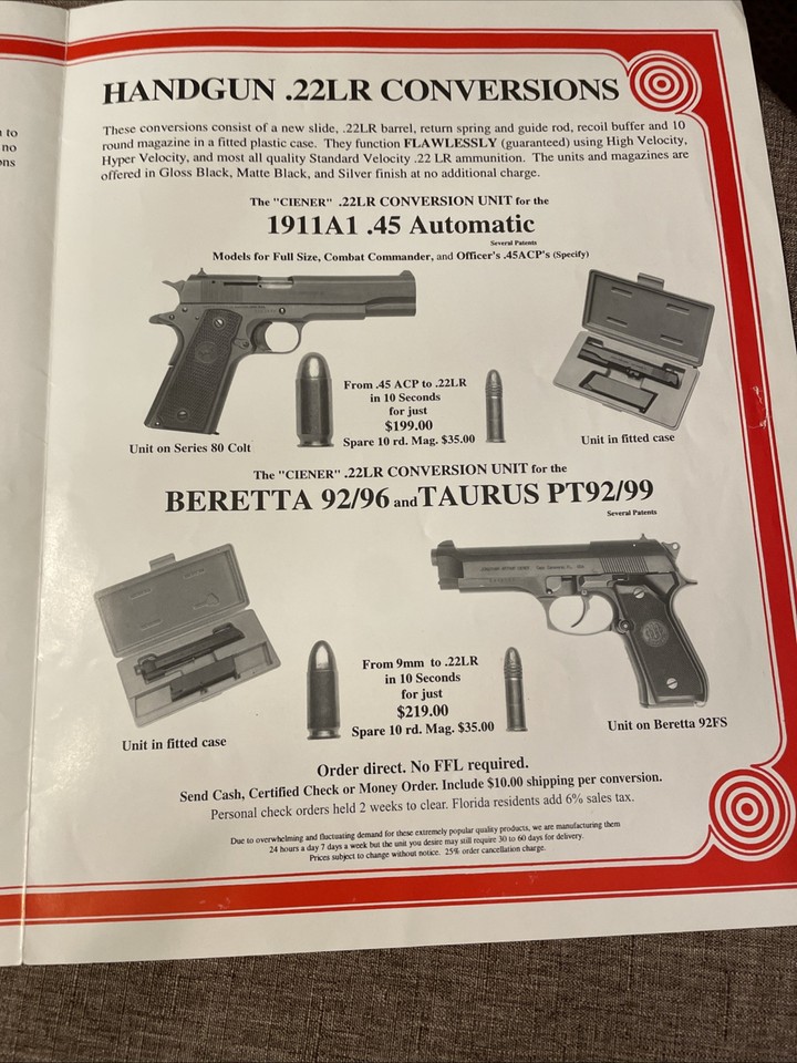Original Jonathan Arthur Ciener 1990’s Catalog Brochure .22LR ...