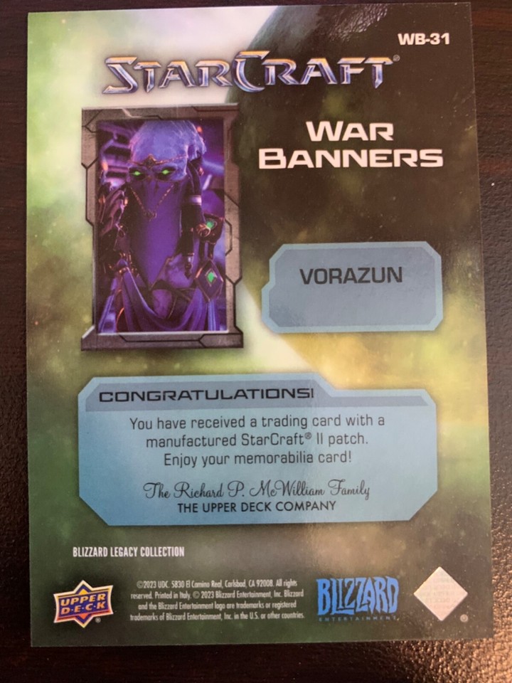 2023 BLIZZARD LEGACY COLLECTION PROTOSS WAR BANNERS TRADING CARD WB-31 ...