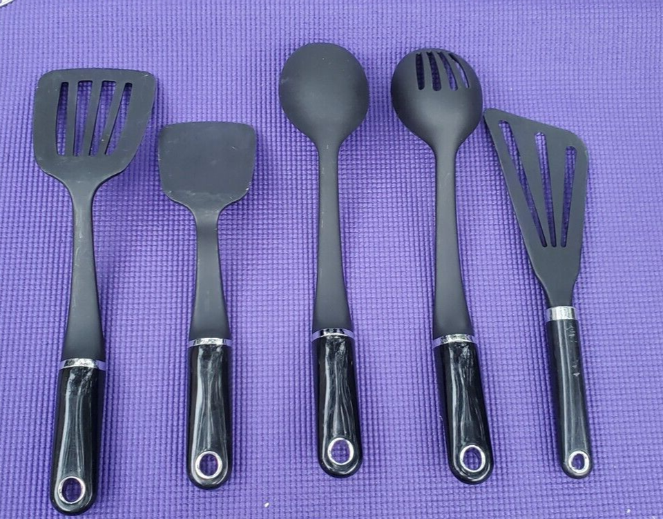 KitchenAid Kitchen Cooking Utensil Silicone Rubber Tools BLACK - Set of ...