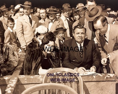 BASEBALL GREAT BABE RUTH SMOKING CIGAR, WIFE SIGN AUTOGRAPH 8x10 PHOTO ...