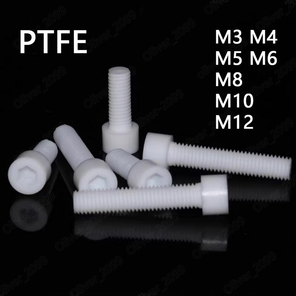 PTFE Plastic Hex Socket Bolts Cap Head Screws DIN912 M3/M4/M5/M6/M8/M10 ...