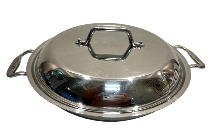 All-Clad D3 Stainless Steel 2Qt Frying Skillet Paella Pan Braiser Domed ...