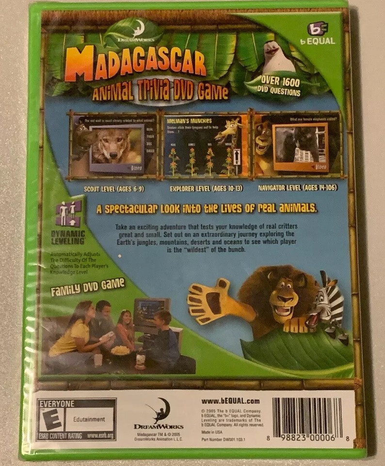 Madagascar: Animal Trivia DVD Game (PC, 2005) New Free Shipping ...