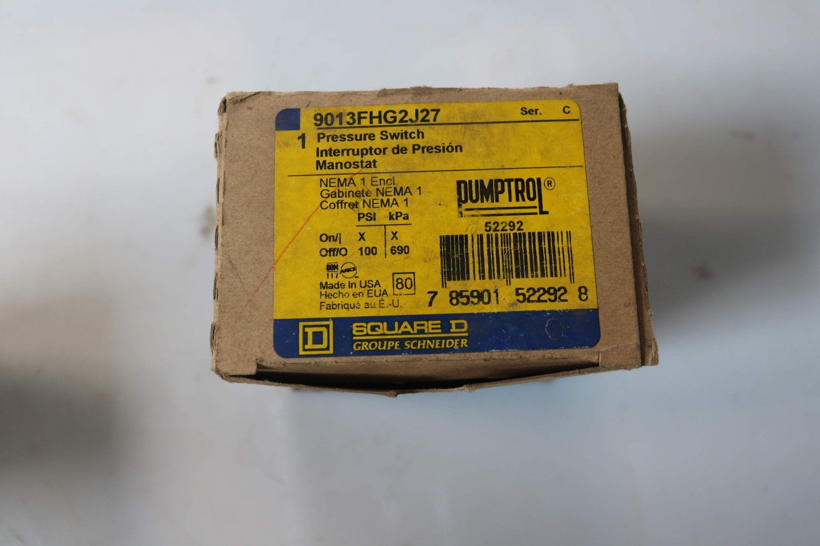 Square D Pumptrol 9013FHG2J27 Pressure Switch Class 9013 Type FHG | eBay