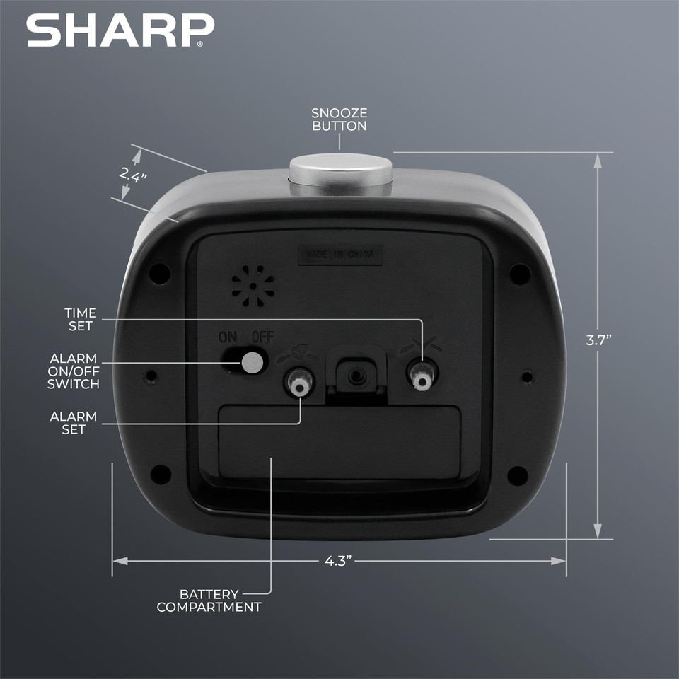 Sharp Alarm Clock Retro Analog Simple Battery Powered Clock Black | eBay