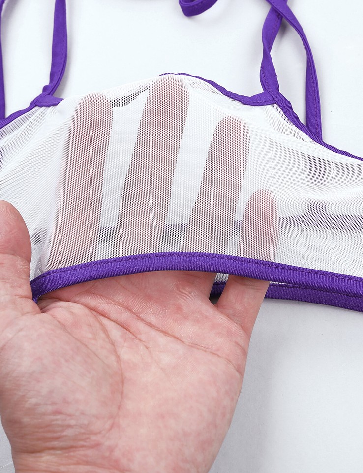 Women See Through Bikini Mesh Micro Bra Top with G-String Bathing Suit ...