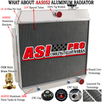 4 Row Aluminum Core Radiator For 1955-1956 1957 56 Chevrolet Bel Air ...