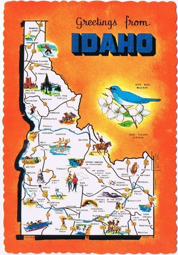 Idaho Postcard Gem State Pictoral Map | eBay