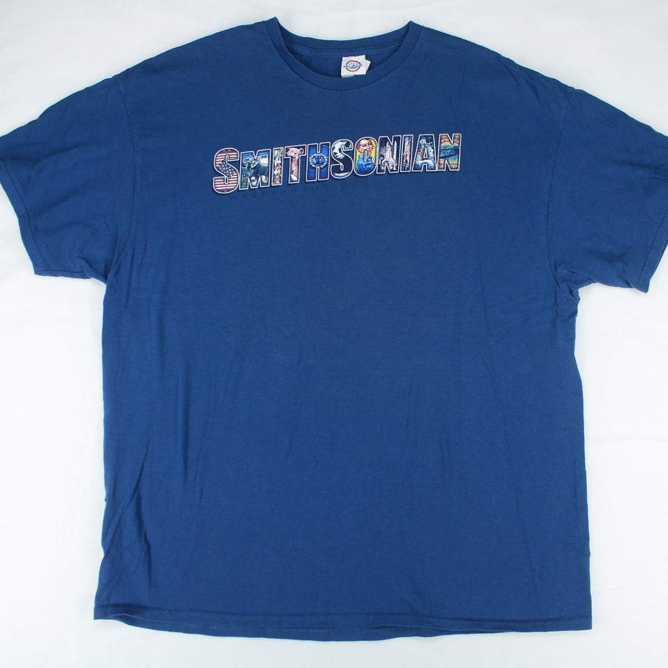 SMITHSONIAN Washington DC Vtg Blue Spellout Graphic T-SHIRT Men's XL ...
