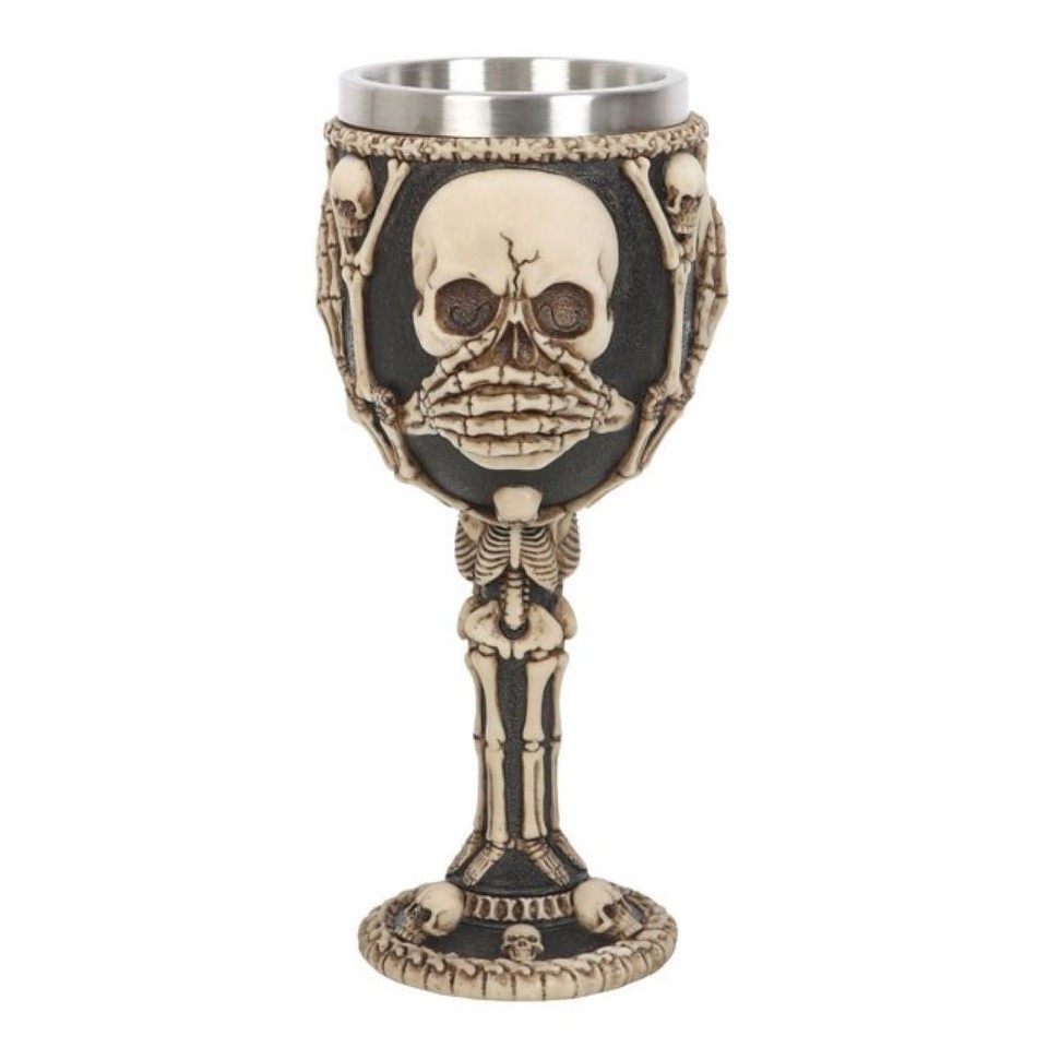 Resin See Hear Speak No Evil Skeleton Goblet - Halloween, Gothic | eBay