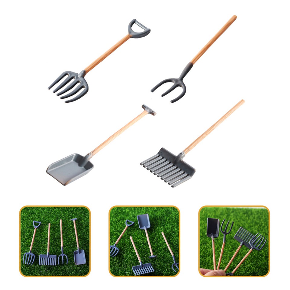 4 Pieces Mini Farm Tool Set Child Work Digging Tools for Kids Miniature ...