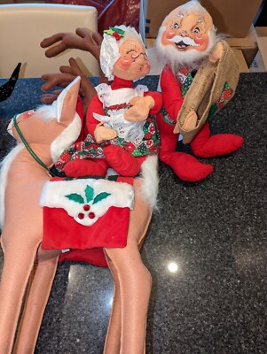 Annalee Dolls Large Santa, Mrs Claus & Reindeer | eBay