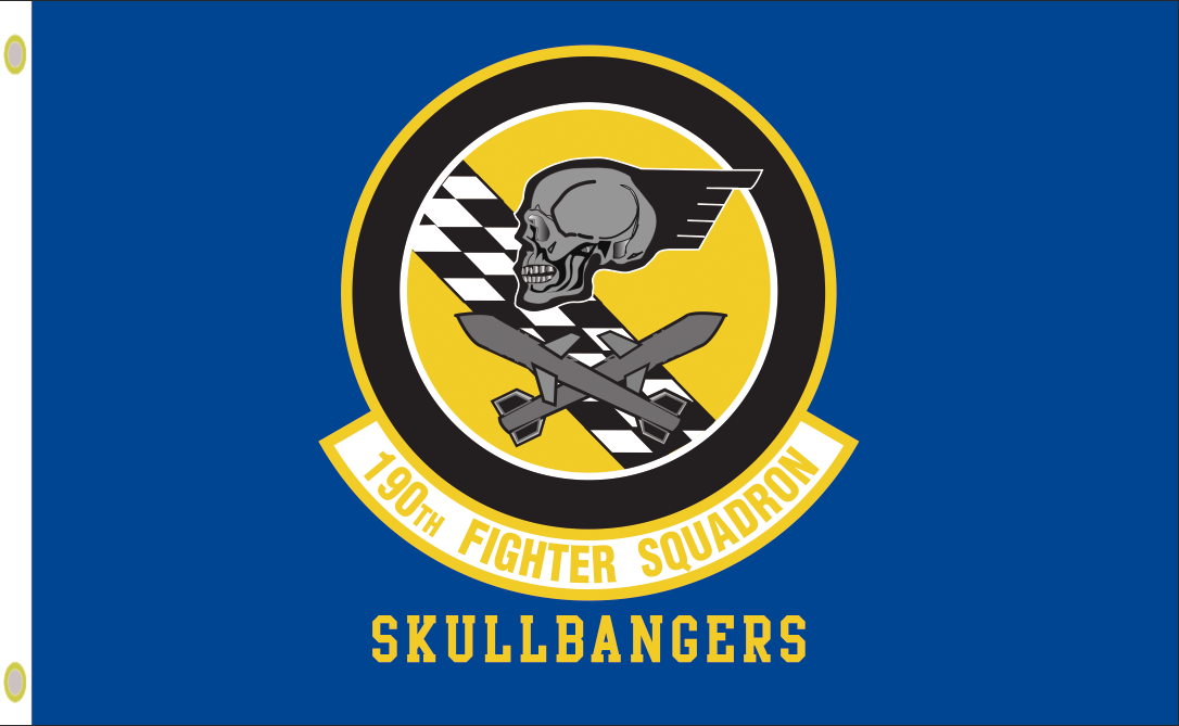 USAF 190th Fighter Squadron "Skullbangers" 3x5 ft Single-Sided Flag ...