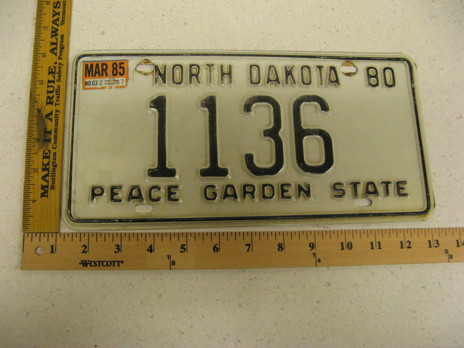 1980 80 1985 85 NORTH DAKOTA ND LICENSE PLATE TAG #1136 FOUR DIGIT ...