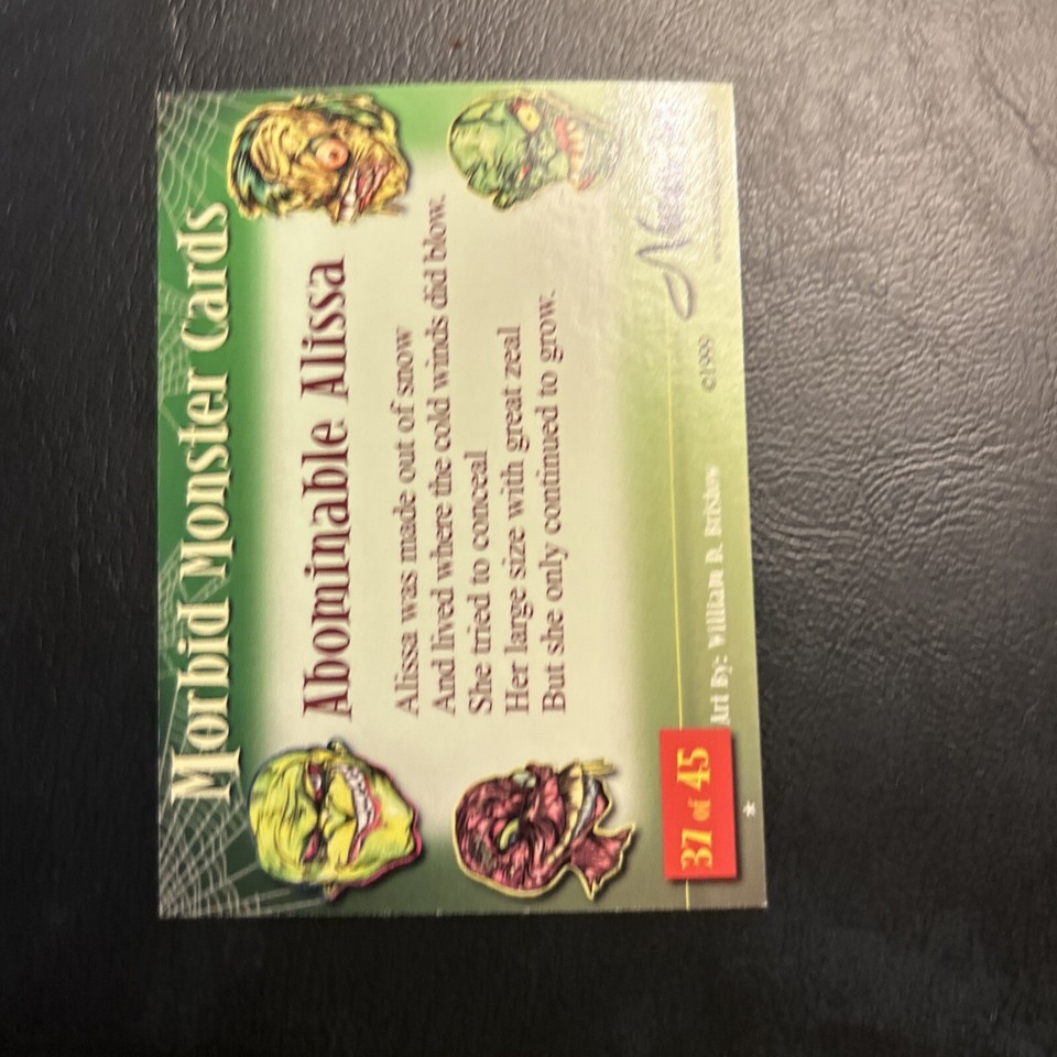 Jb2 Morbid Monster Nostalgicards 1999 #37 Abominable, Alissa | eBay