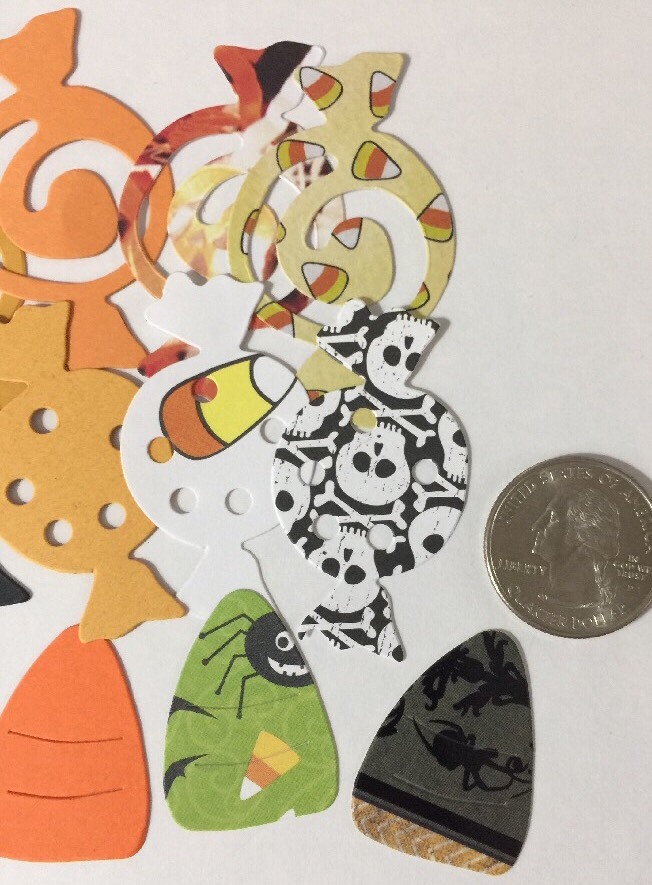 HALLOWEEN CANDY TRIO Die-Cuts (12pc)Holiday•Candy Corn•Wrappers •Trick ...