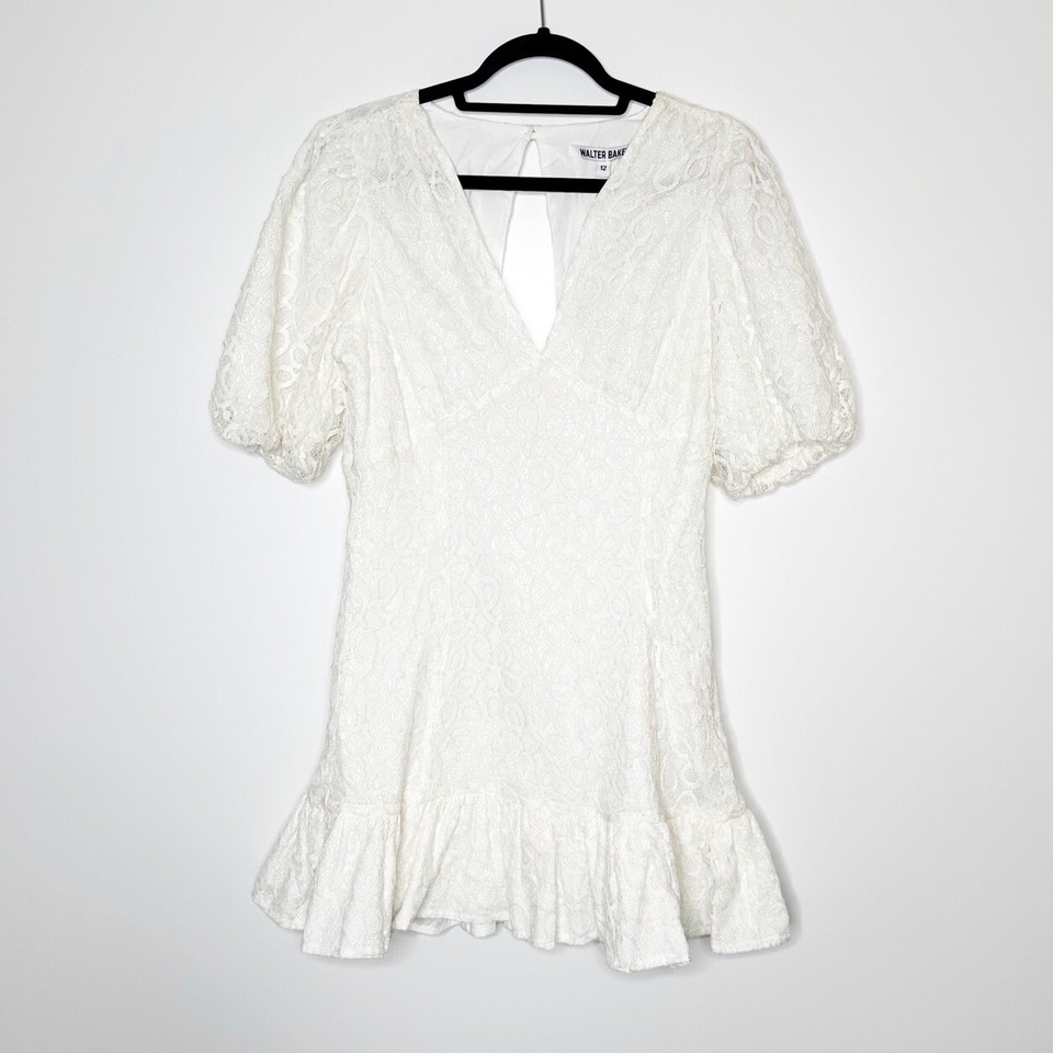 NWT Walter Baker Cutout Lace Caroline Mini Dress Womens Ivory Size 12 ...