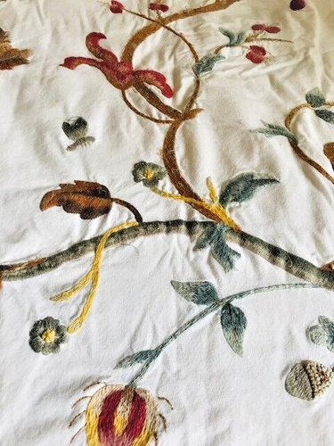 Pottery Barn Autumn Crewel Floral Duvet Cover Set Queen No Shams Rare ...