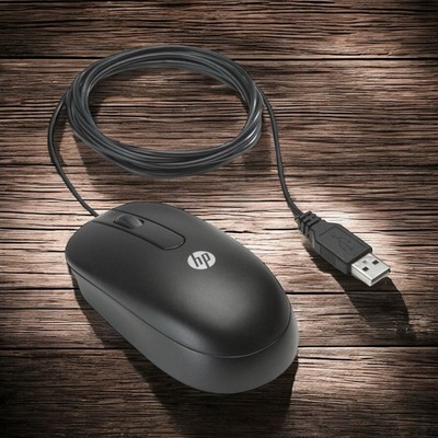 Genuine HP USB Optical Mouse 672652-001 Black Wired 2 Button Scroll New ...