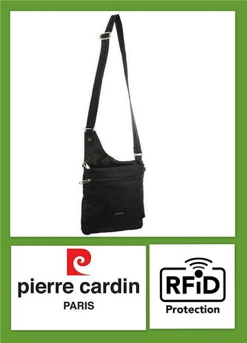 Pierre Cardin RFID Cross Body Bag Travel Anti-Theft Slash Proof - Black ...