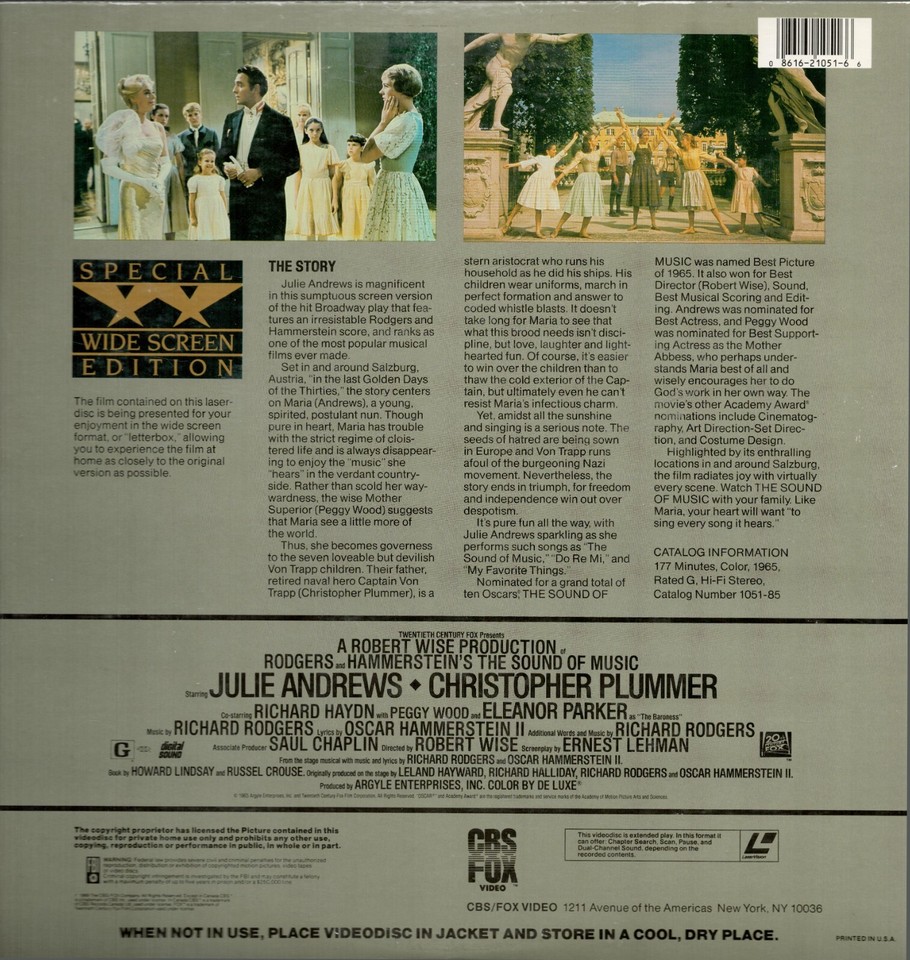 The Sound of Music (Laserdisc CLV/CAV) 86162105166| eBay