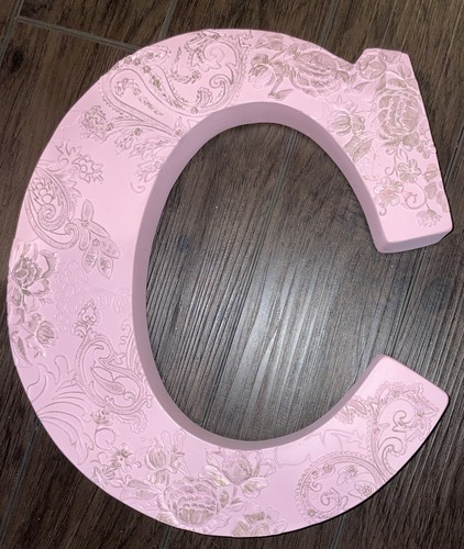 LETTER “ C “ Pink initial monogram Detailed wall decor wedding/ Baby ...
