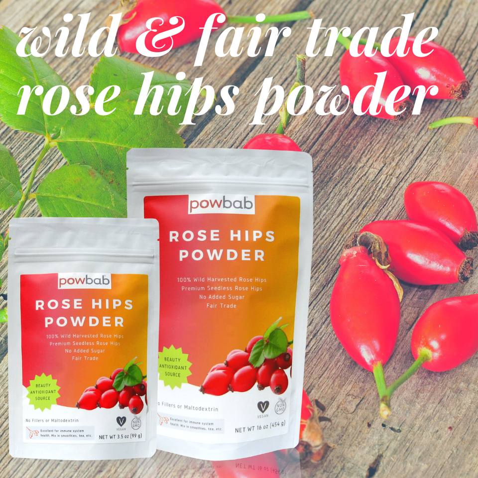 powbab Rose Hips Powder: 100% Organic Rosehip. Premium Rosa Rubiginosa ...