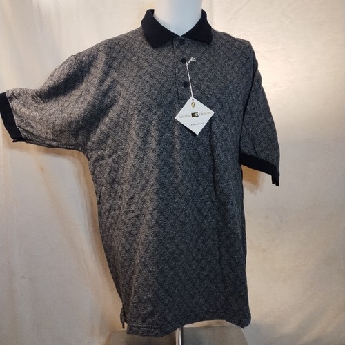 Jonathan Corey Medium Polo Style Dress Shirt Black Gray Executive ...