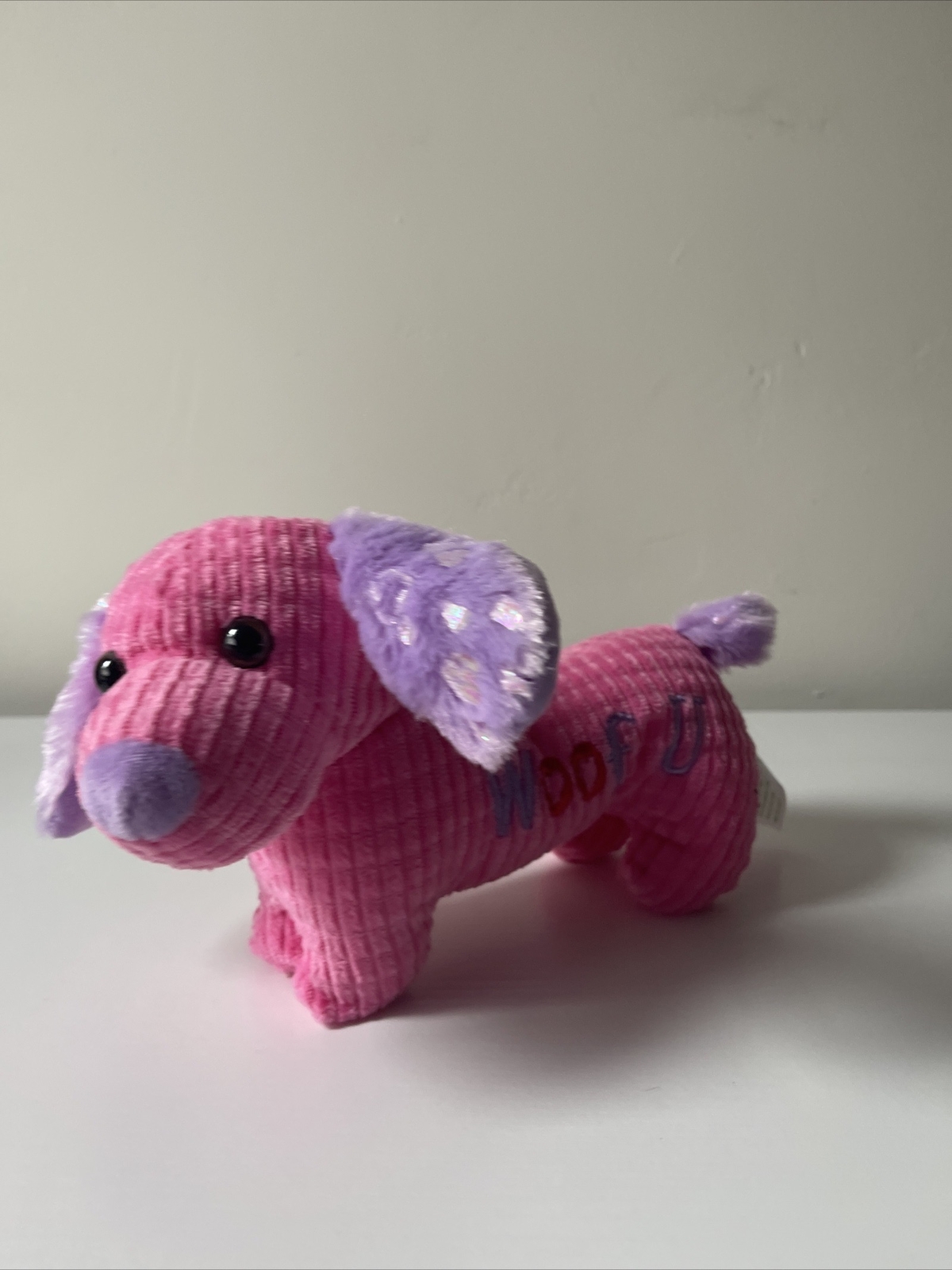 Plush Small Pink "WOOF U" Dachshund Puppy 10" | eBay