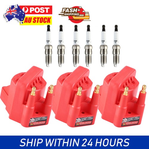 3 Ignition Coil +6 Spark Plug for Holden Commodore VN VP VR VS VT VX VU ...