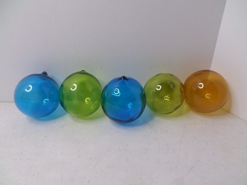 Set of 5 Blenko Art Glass Balls Orbs Hand Blown - Blue Green Amber | eBay