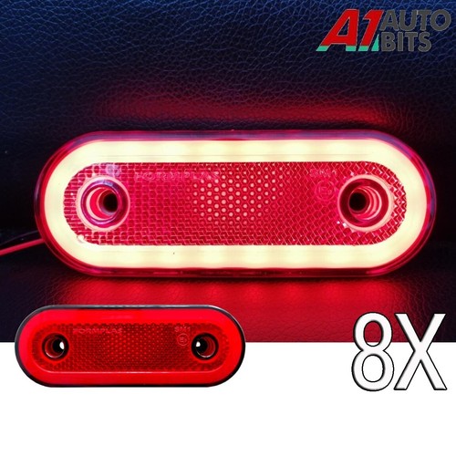 Oval Neon Led Red Rear Marker Position Lights X8 Lamps 12v 24v Trailer ...