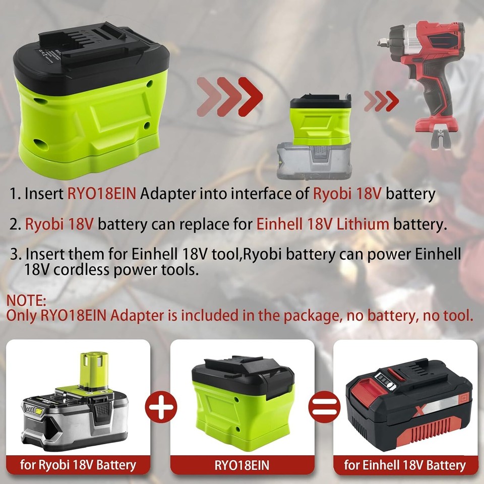 Adapter for Ryobi 18V Li-ion Battery Converter to for Einhell 18V Power ...