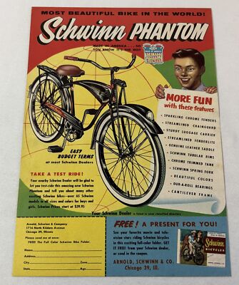 1956 Schwinn BLACK PHANTOM Most Beautiful Bike ad page ~ Roy Rogers | eBay