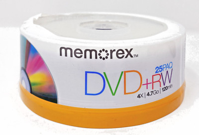 Memorex DVD+RW 4X / 4.7GB / 120 Min 25 Pack BRAND NEW | eBay