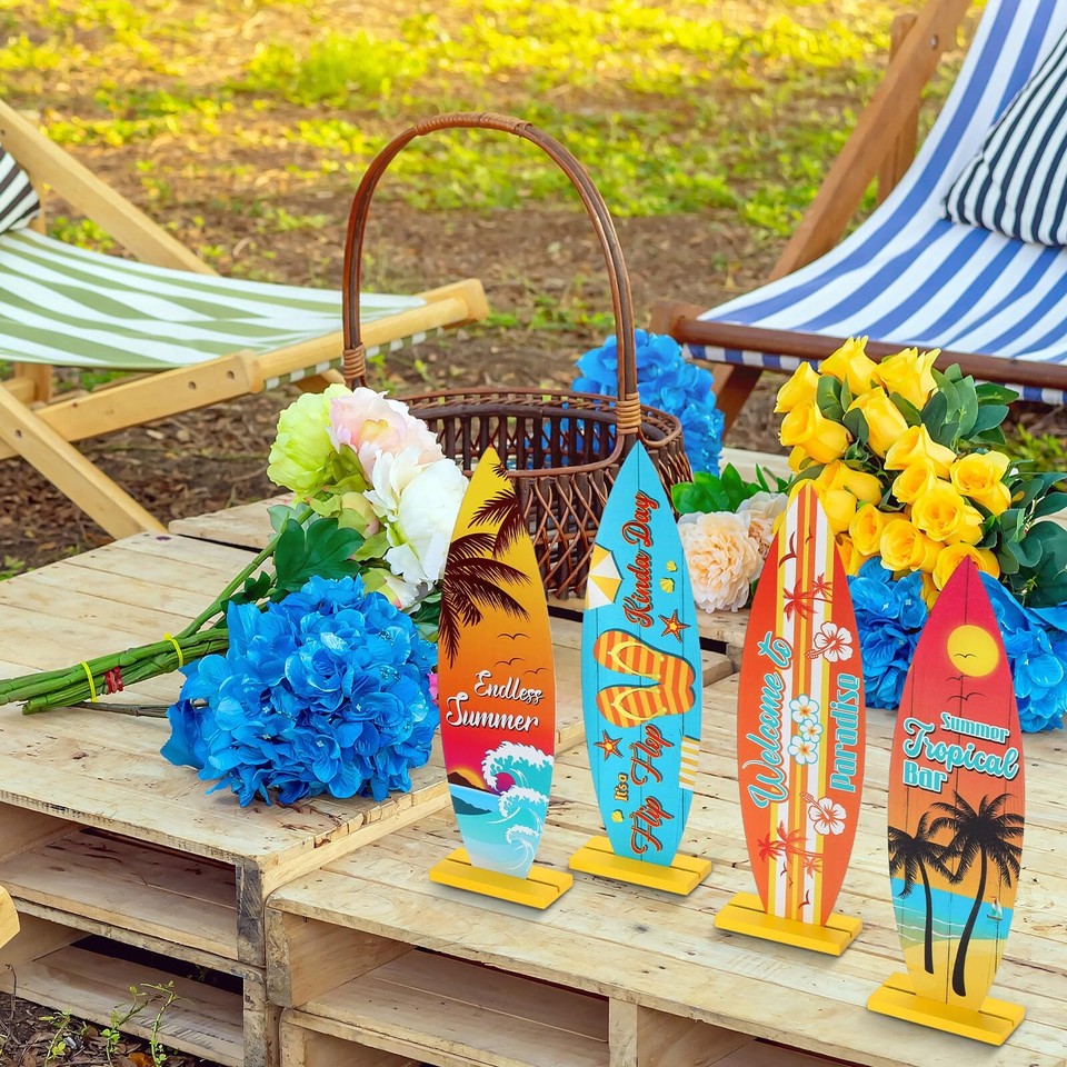 8 Pieces Surfboard Table Decorations Surfboard Beach Signs Welcome to ...