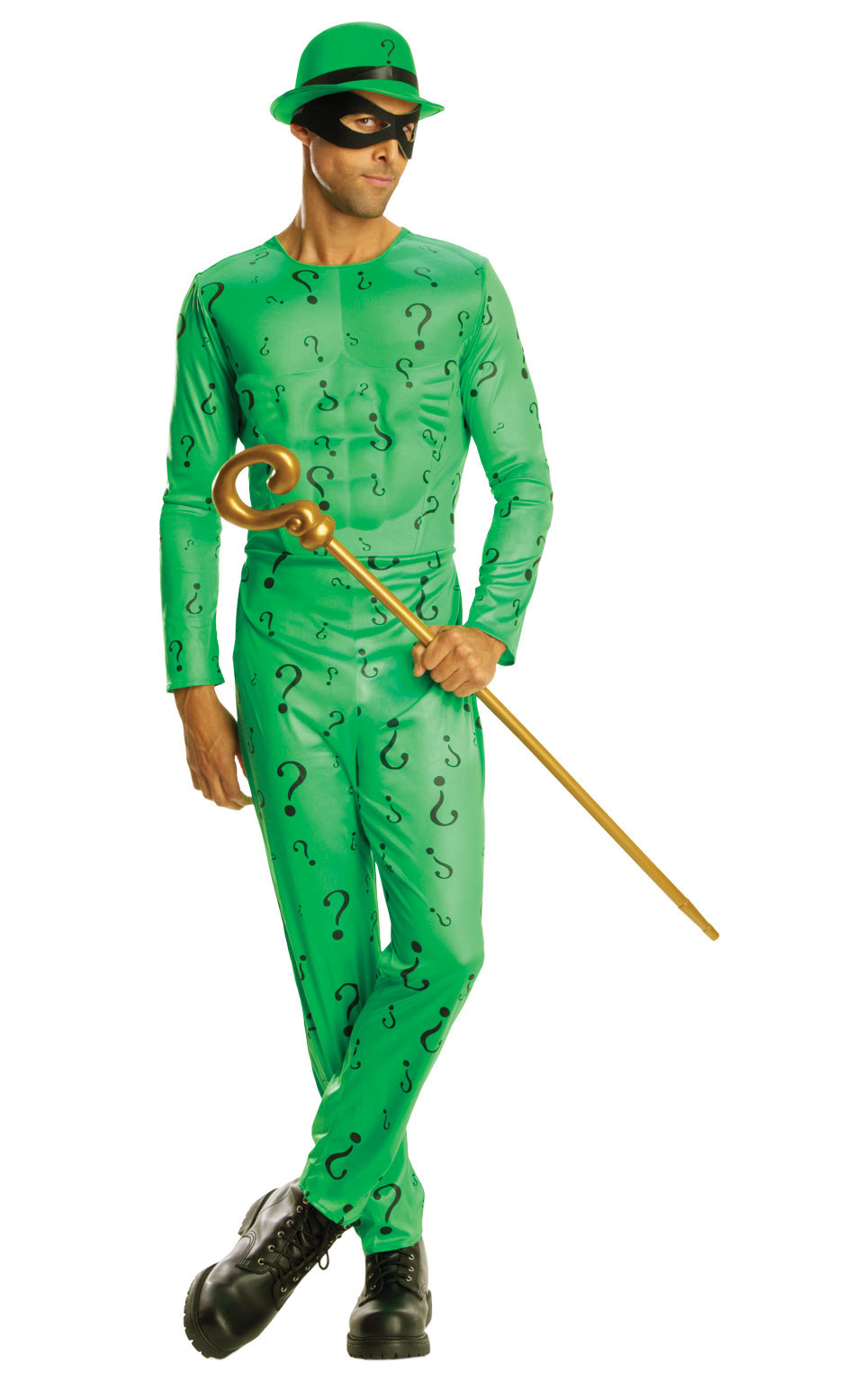Adult DC RIDDLER Muscle Chest Fancy Dress Costume Batman Villain Comic ...