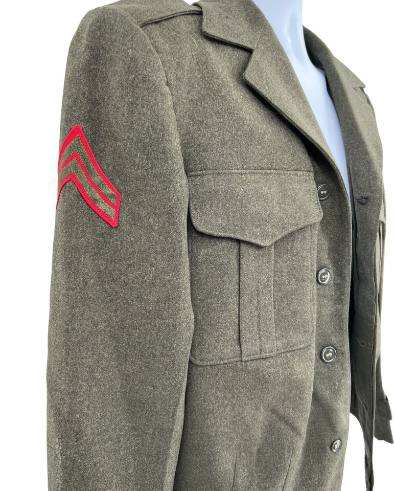 Vintage US Navy Surplus Mens Size 38 Green Wool Coat Jacket Embroidered ...