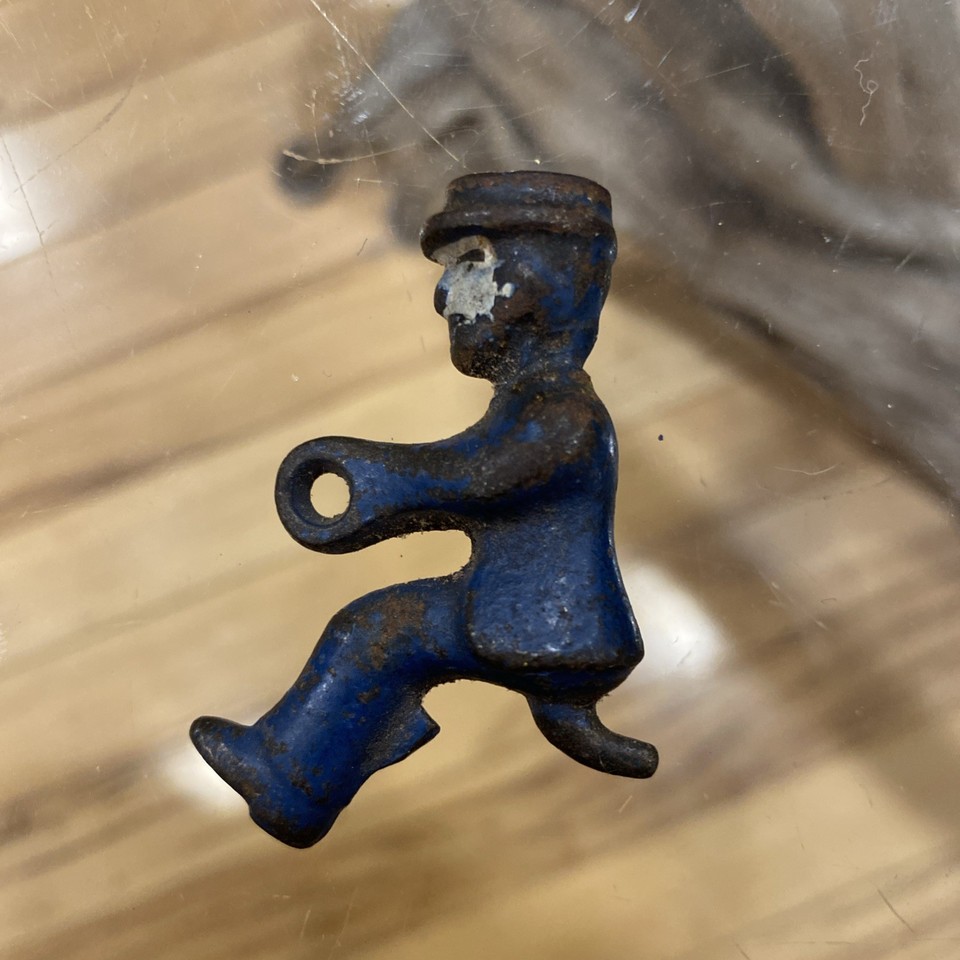 Vintage Antique Cast Iron Blue Toy Driver - Original Paint | eBay